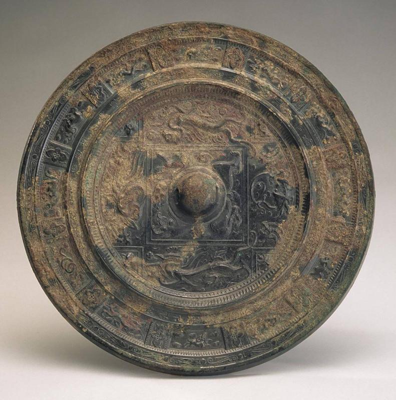 Mirror Back with Four Directional Creatures and Twelve Zodiac Animals ...